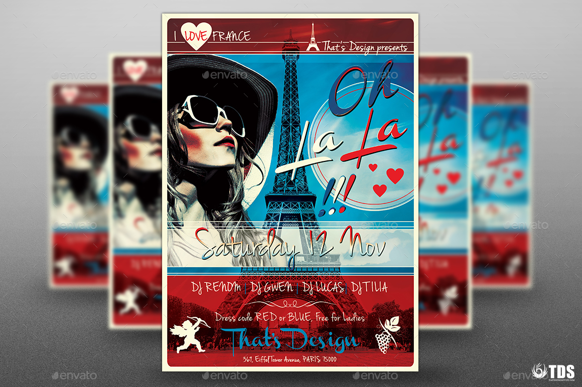 French Party Flyer Template V2 by lou606 | GraphicRiver