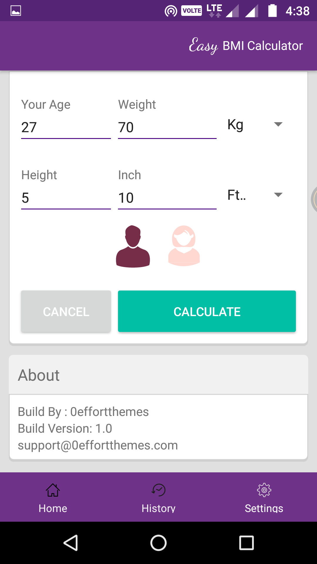Easy BMI Calculator | Android Studio Mobile Application by 0effortthemes