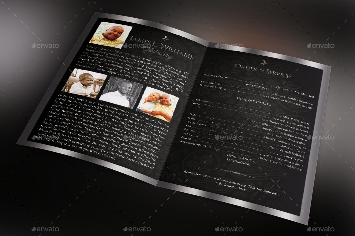 Black Dignity Funeral Program Template by Godserv2 | GraphicRiver