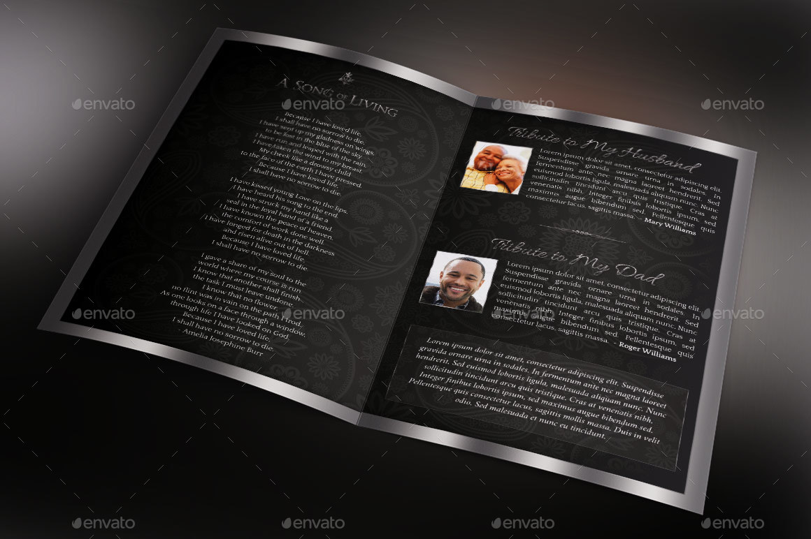 Black Dignity Funeral Program Template by Godserv2 | GraphicRiver