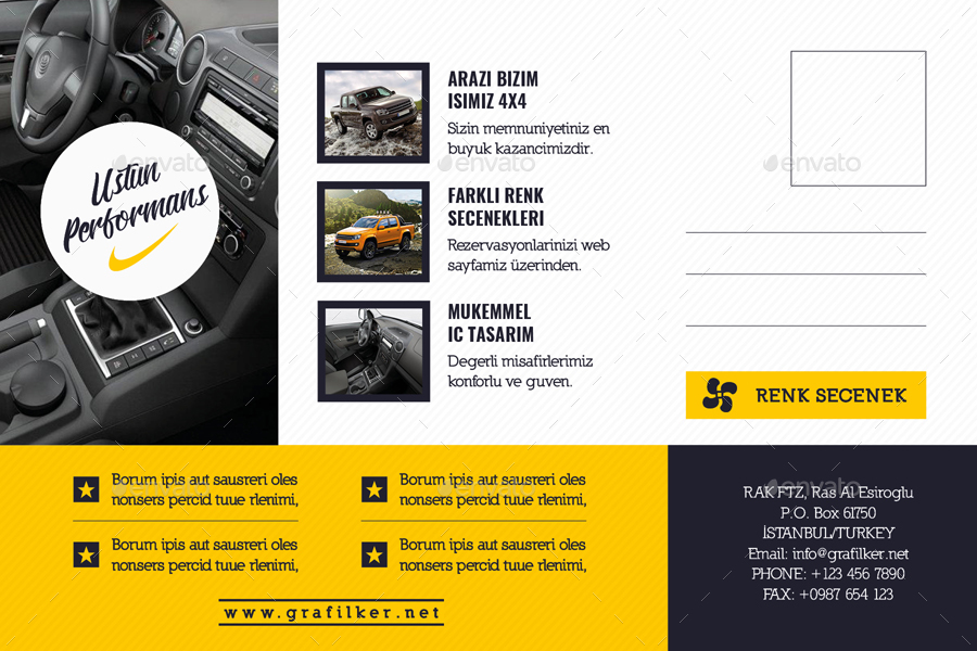 Automobile Introduction Postcard Templates by grafilker | GraphicRiver