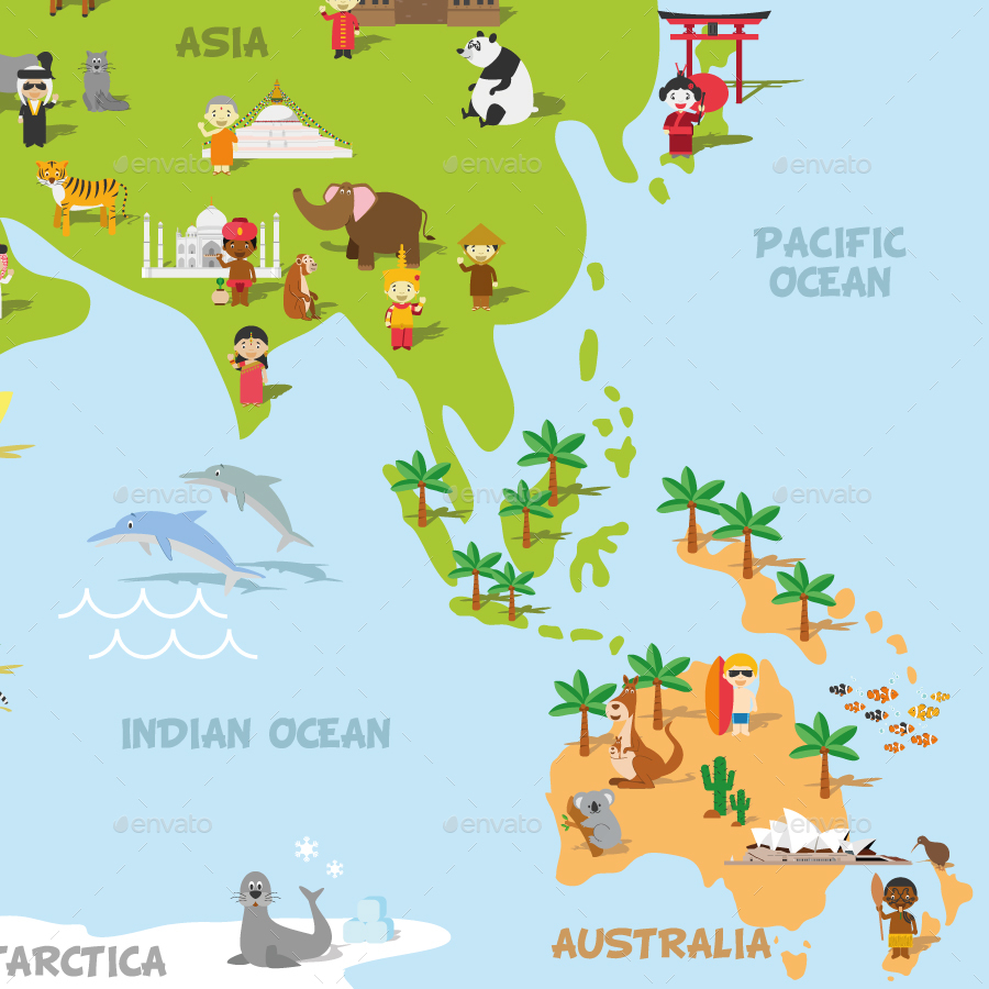 Cartoon World Map by 79dsigns | GraphicRiver
