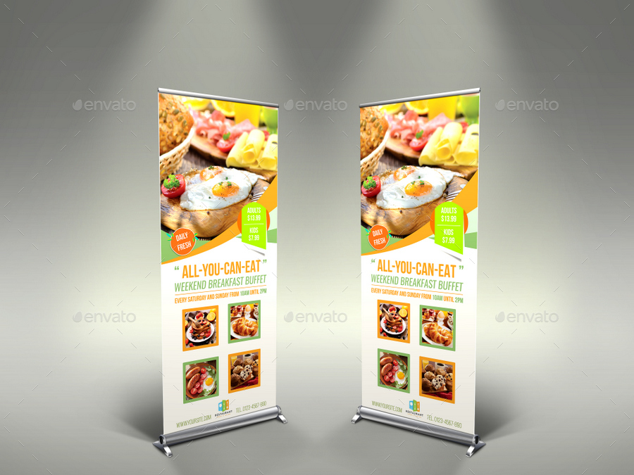 Breakfast Restaurant Rollup Signage Template Vol2 by OWPictures ...