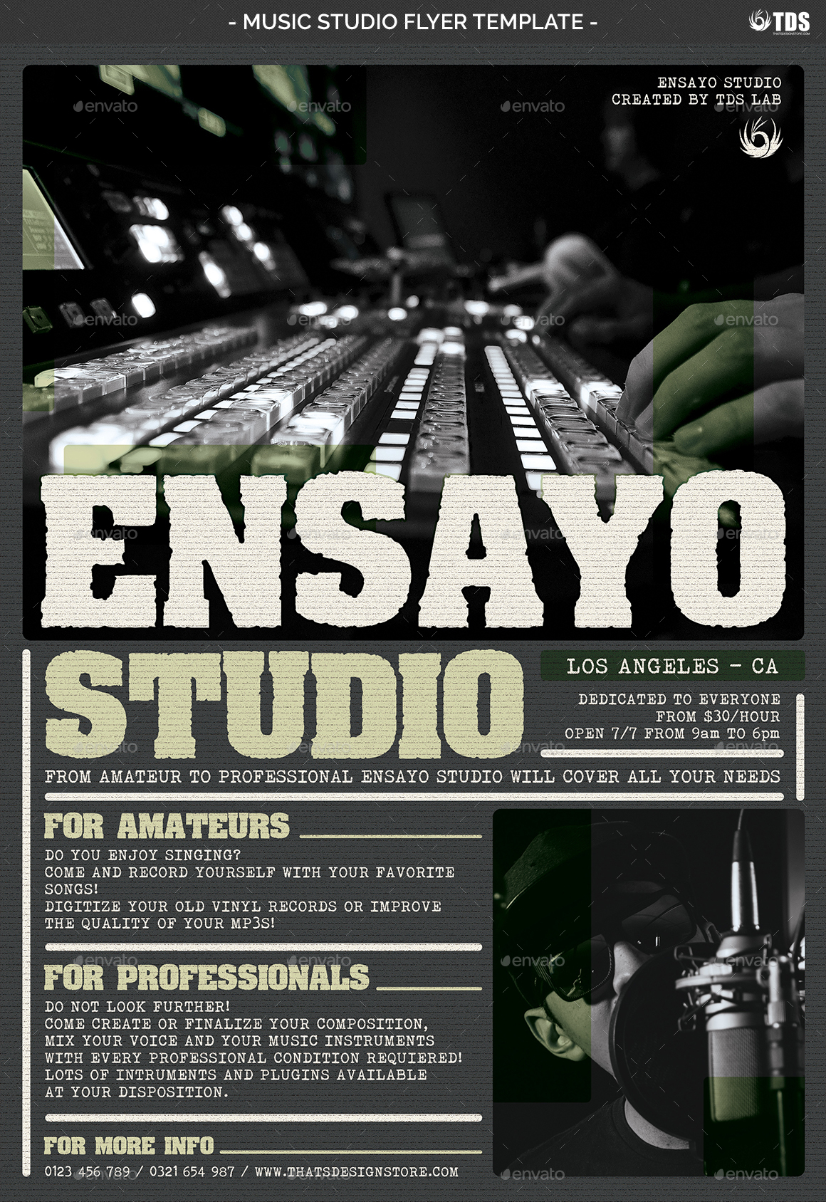 Music Studio Flyer Template by lou606 | GraphicRiver