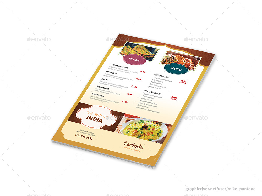 Indian Restaurant Menu Print Bundle by Mike_pantone | GraphicRiver