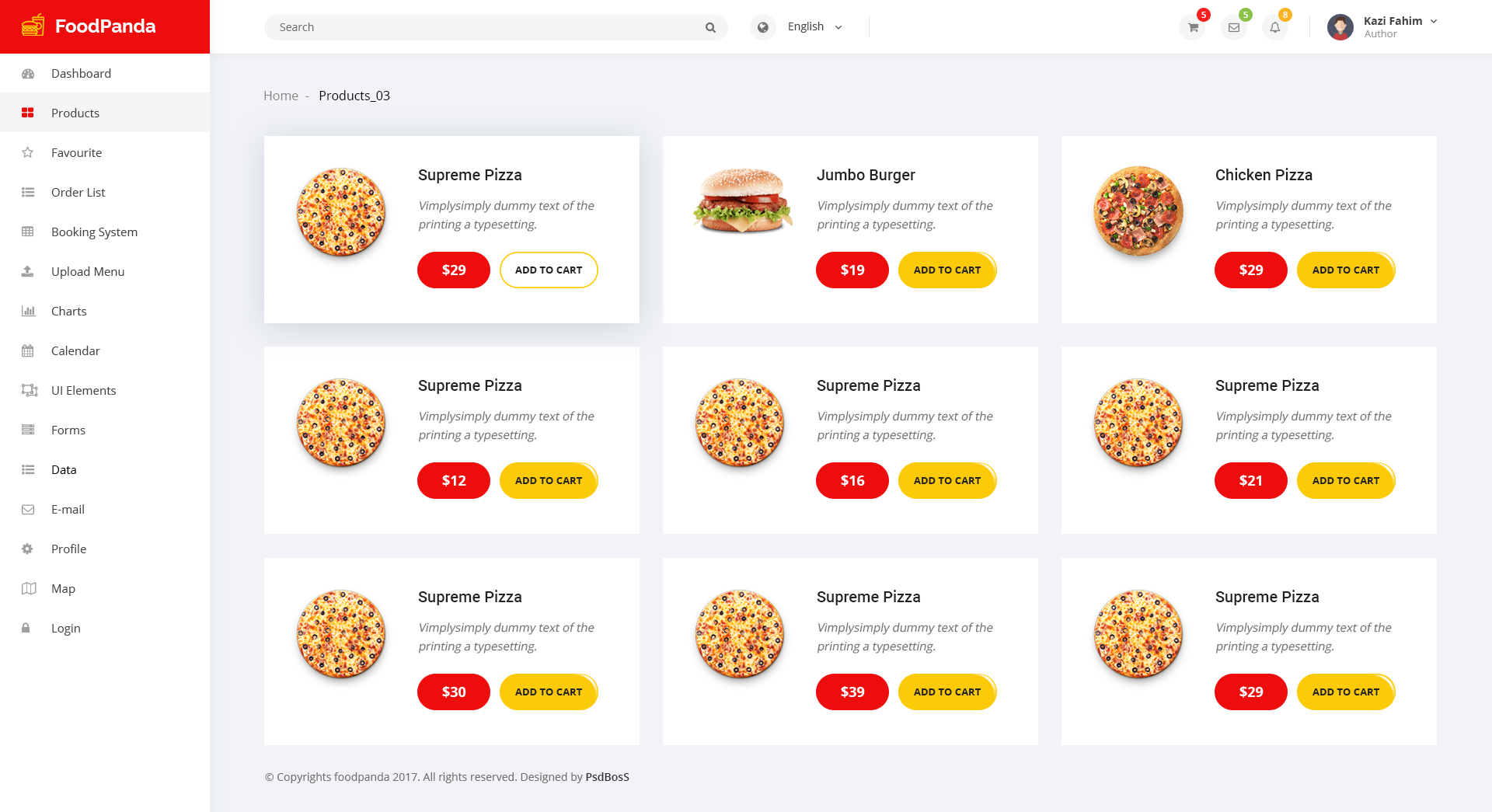 Admin FoodPanda - Dashboard Psd Template by PsdBosS | ThemeForest