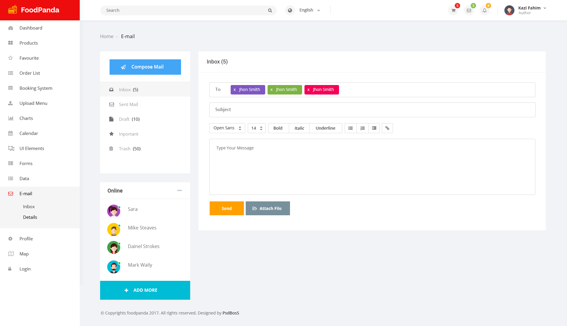 Admin FoodPanda - Dashboard Psd Template by PsdBosS | ThemeForest