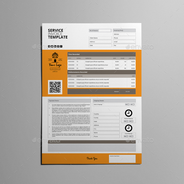 Service Invoice Template by Keboto | GraphicRiver