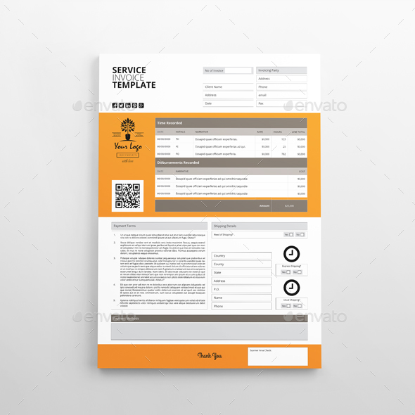 Service Invoice Template by Keboto | GraphicRiver