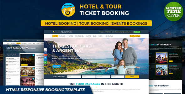 Holiday Hotel and Tour Ticket Booking Online HTML5 Responsive Template ...