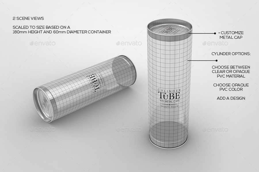 Cylinder 180mm PVC Tube Packaging with Metal Caps by incybautista ...