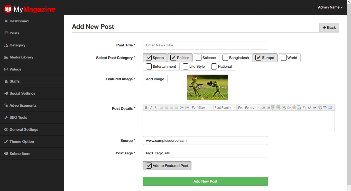 MyMagazine - Bootstrap Newspaper, Magazine and Blog CMS Script by GeniusOcean