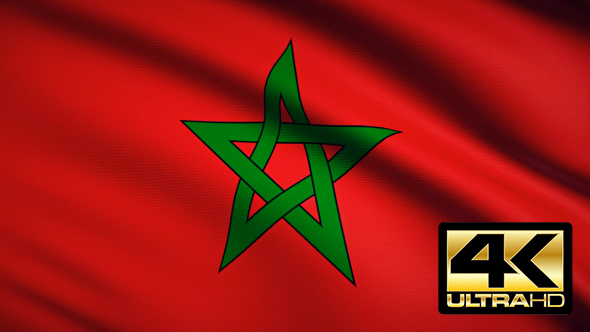 Flag 4K Morocco On Realistic Looping Animation With Highly Detailed ...