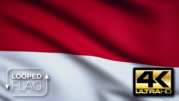 Flag 4K Indonesia On Realistic Looping Animation With Highly Detailed ...