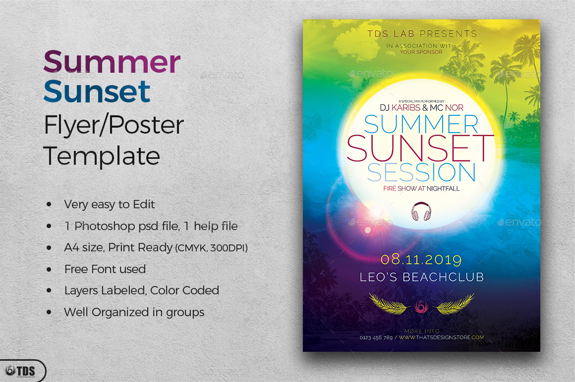 Summer Sunset Flyer Template by lou606 | GraphicRiver