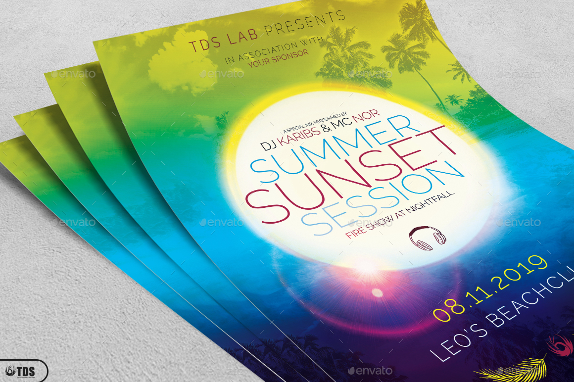Summer Sunset Flyer Template by lou606 | GraphicRiver