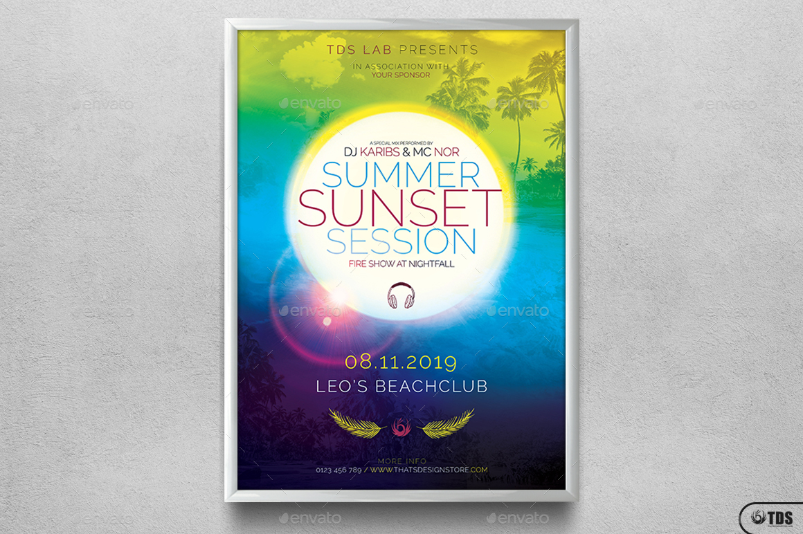 Summer Sunset Flyer Template by lou606 | GraphicRiver
