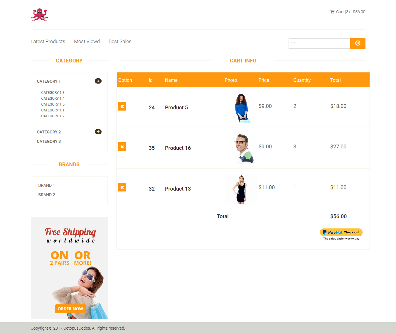 Angular 2 Shopping Cart - Angular 2 & CodeIgniter REST API by octopuscodes