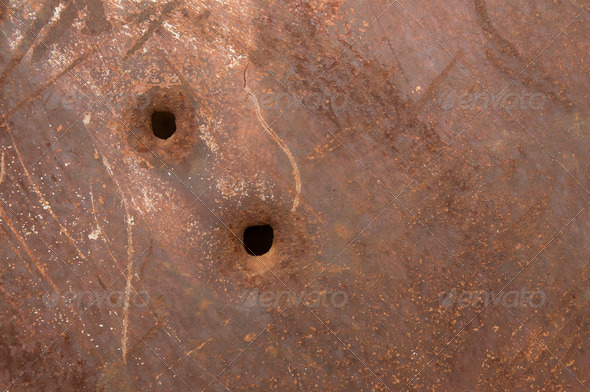 Rusty panel with bullet holes - Stock Image - Everypixel