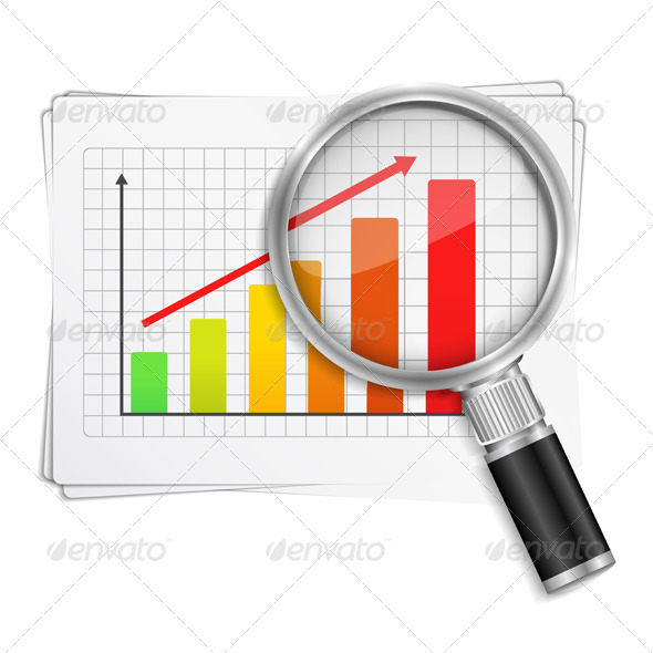 Chart with Magnifying Glass | GraphicRiver