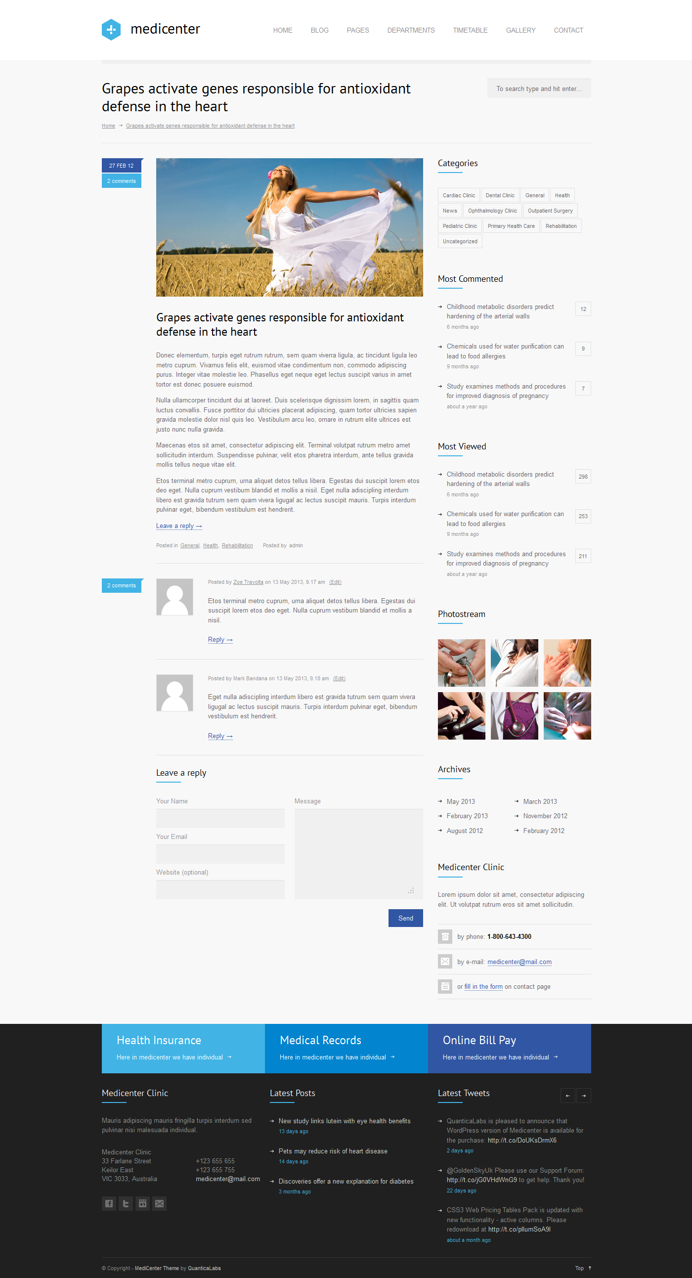 MediCenter - Responsive Medical WordPress Theme by QuanticaLabs | ThemeForest