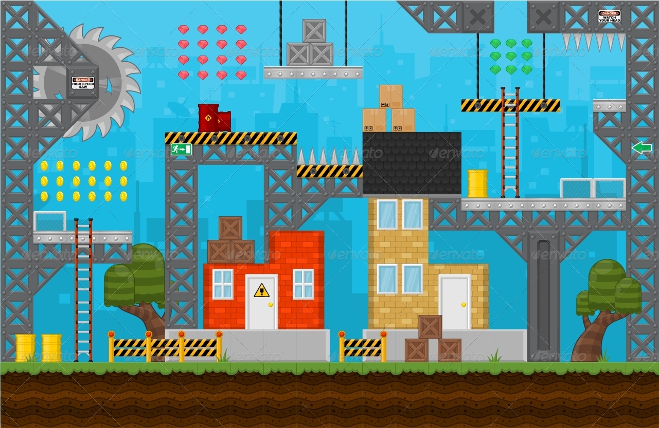 Platformer Game Tile Set 8 by pzUH | GraphicRiver