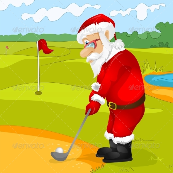 Santa Claus Golfing | GraphicRiver