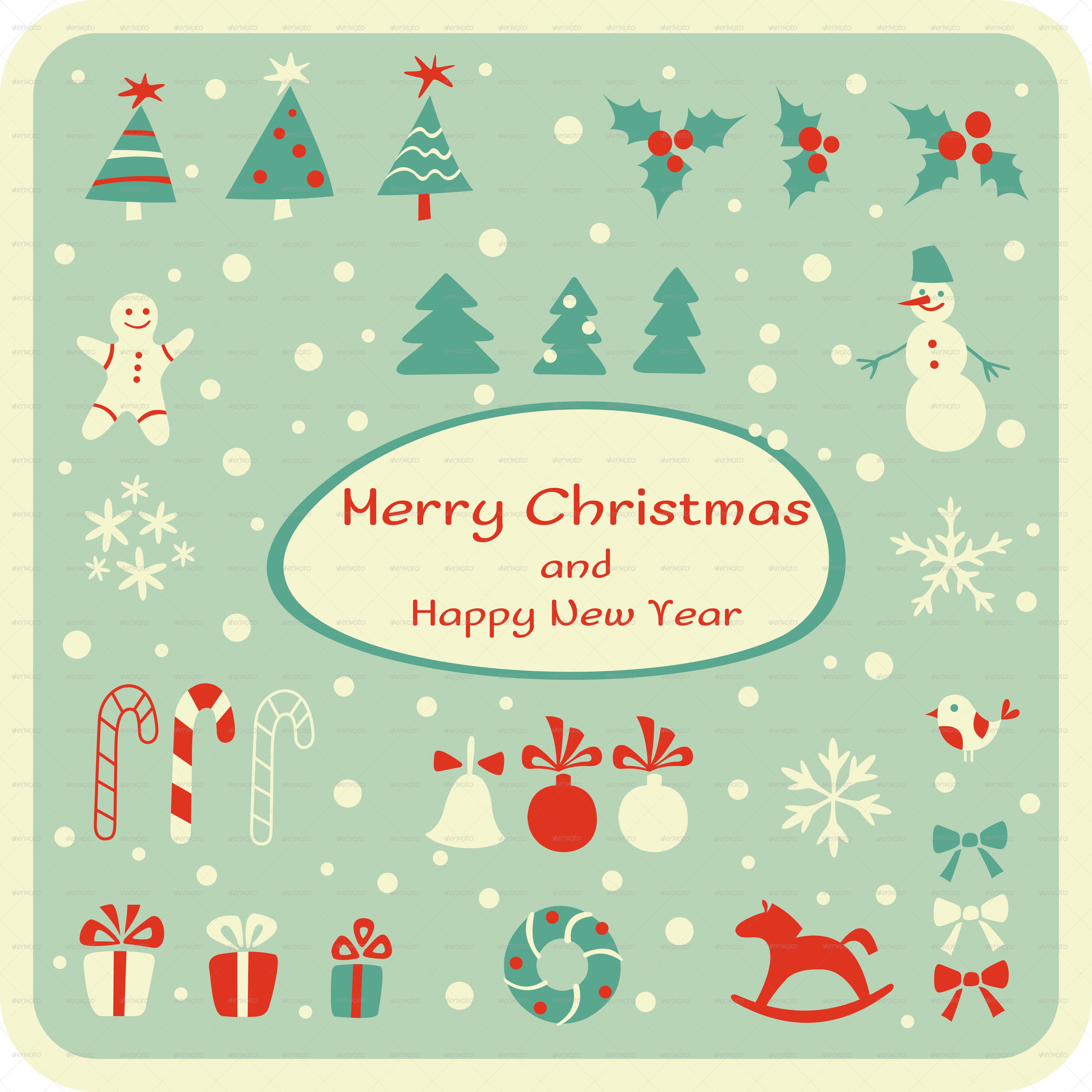 Set of Christmas Design Elements and Cards by 7romawka7 | GraphicRiver