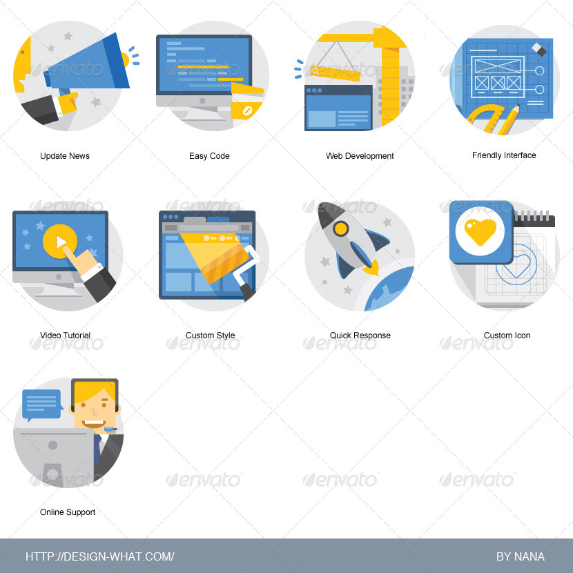 Web Flat Icons by 90Box | GraphicRiver
