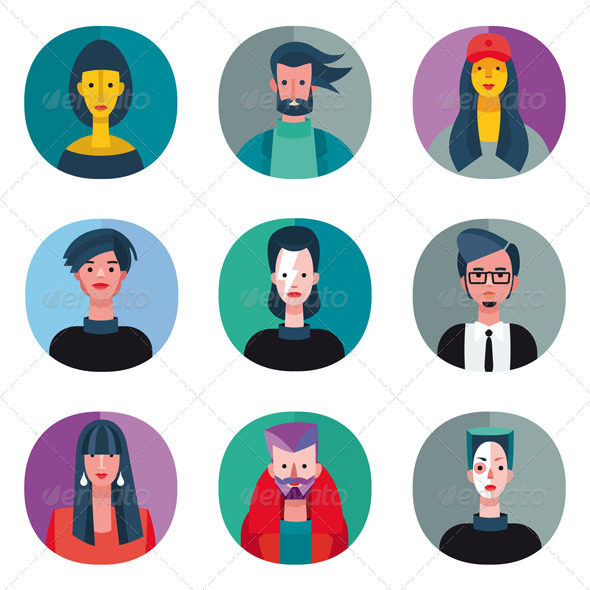 Flat Cool Avatars Set | GraphicRiver