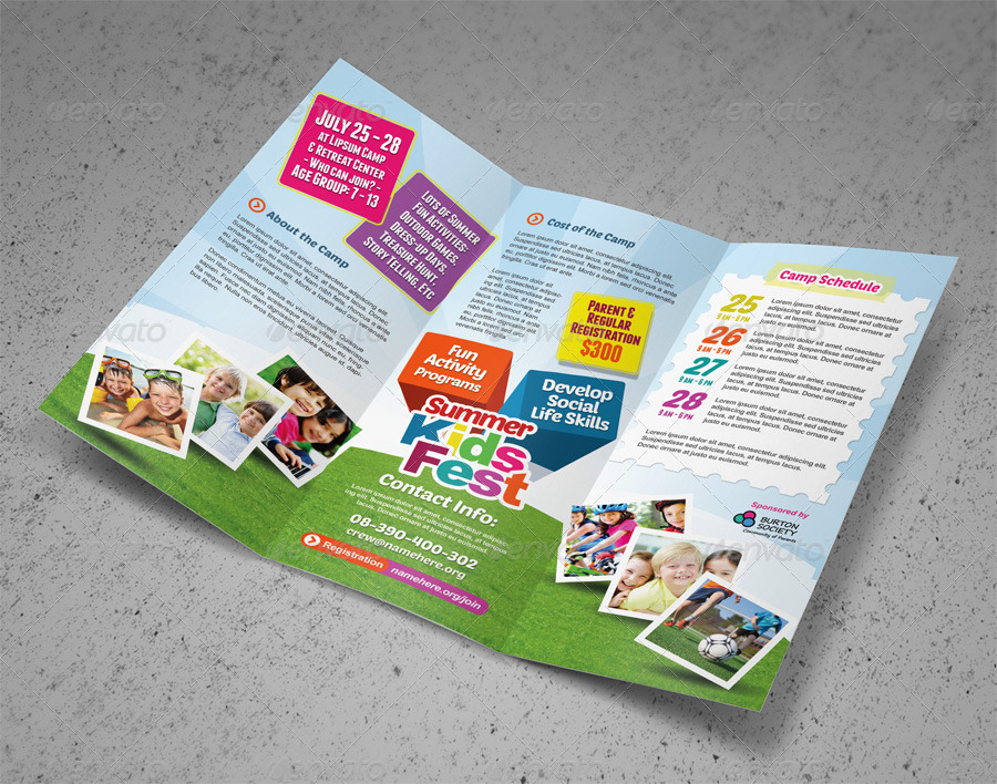 Kids Summer Camp Trifold Brochure by kinzi21 | GraphicRiver
