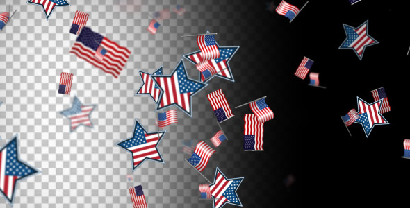 Falling American Flags Overlay by TARART | VideoHive